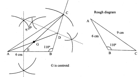 Draw the $\triangle \mathrm{ABC}$, where $\mathrm{AB}=6 \mathrm{~cm ...