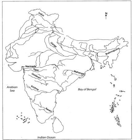 Mark the following in the outline map of India Major rivers - Indus ...