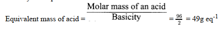Calculate the equivalent mass of sulphuric acid.