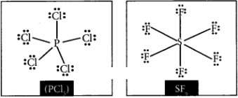 Draw the lewis structure of $\mathrm{PCl}_5$ and $\mathrm{SF}_6$