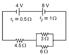 In the circuit diagram shown in figure given below, the current flowing ...