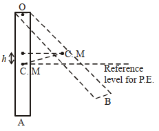 A thin uniform rod of length $l$ and mass $m$ is swinging freely about ...