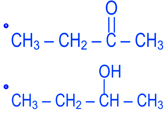The correct structure of $\mathrm{C}$ is A $\mathrm{CH}_3-\mathrm{CH}_2 ...