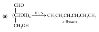 Glucose on prolonged heating with $\mathrm{HI}$ gives : (a) n-Hexane (b ...