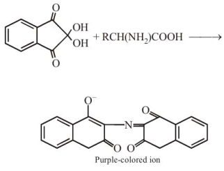 Observation of "Ruhemann's purple" is a confirmatory test for the ...