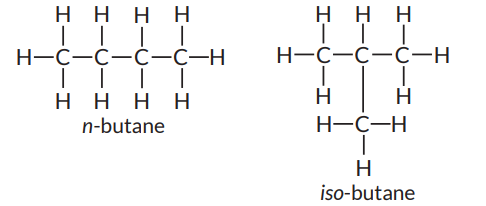 Draw two different possible structures of a saturated hydrocarbon ...