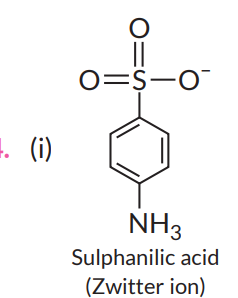 (i) Draw the zwitter ion structure for sulphanilic acid. (ii) How can ...